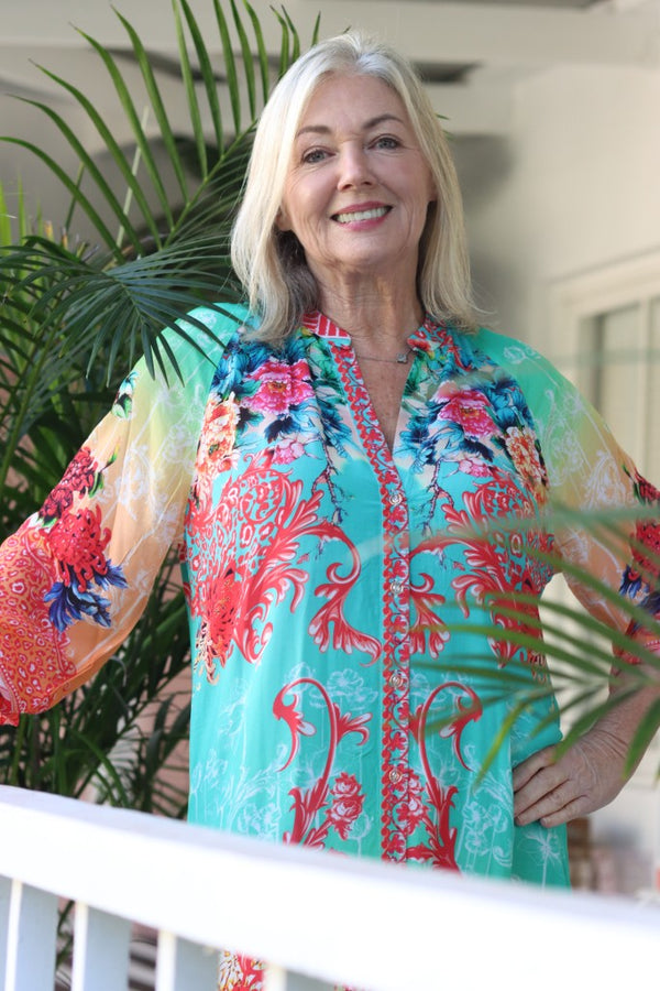 Frock N Roll Arlene Dress in Red / Sea Green| Shop AP Jones Online Now