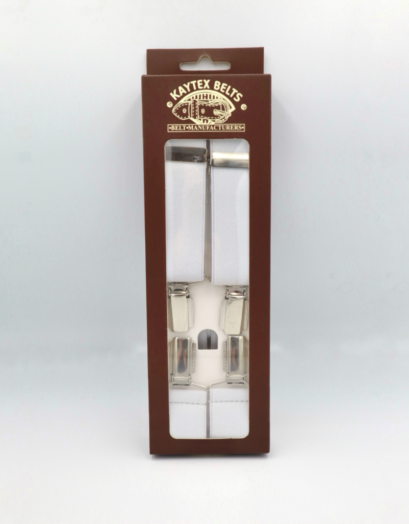 Kaytex 35mm 4 Clip Suspenders in White | Shop AP Jones Online Now