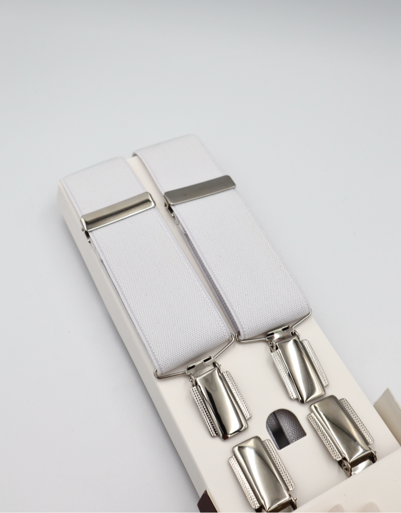 Kaytex 35mm 4 Clip Suspenders in White | Shop AP Jones Online Now