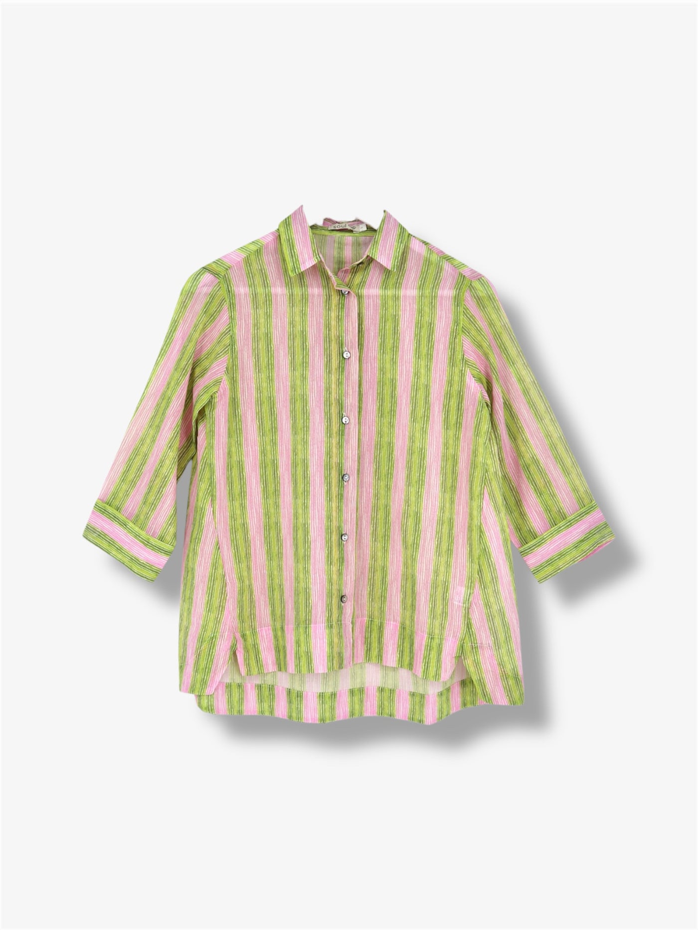 Soul Green & Pink Striped Shirt | Shop AP Jones Online Now
